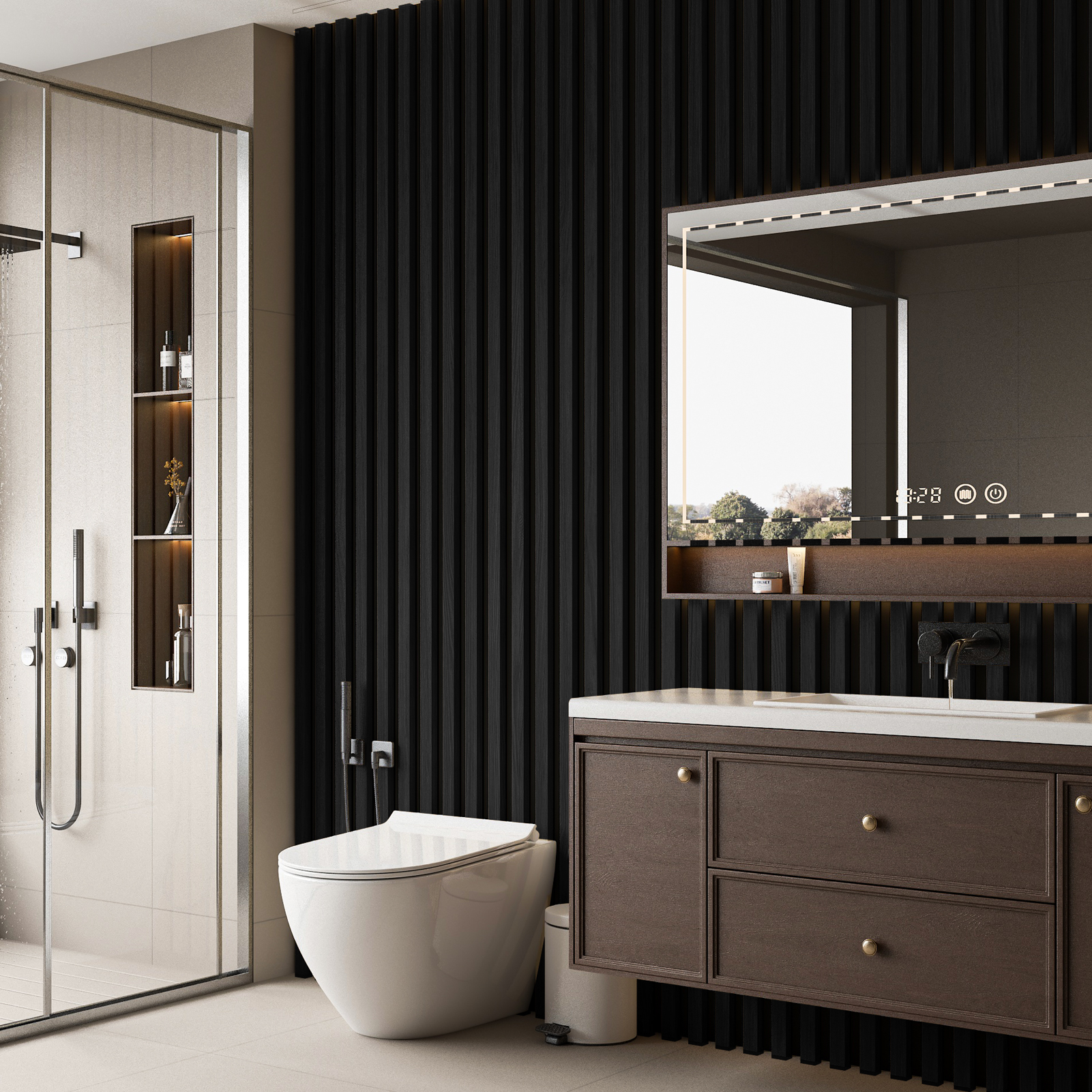 A31733GO04-Pack 12" x 93" Soundproof Wood Slat Panels, 31 sq.ft ...