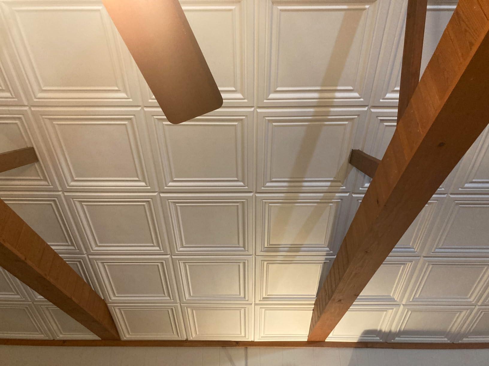 A10905 -Art3d PVC Ceiling Tiles, 2'x2' Plastic Sheet in White (12-Pack)