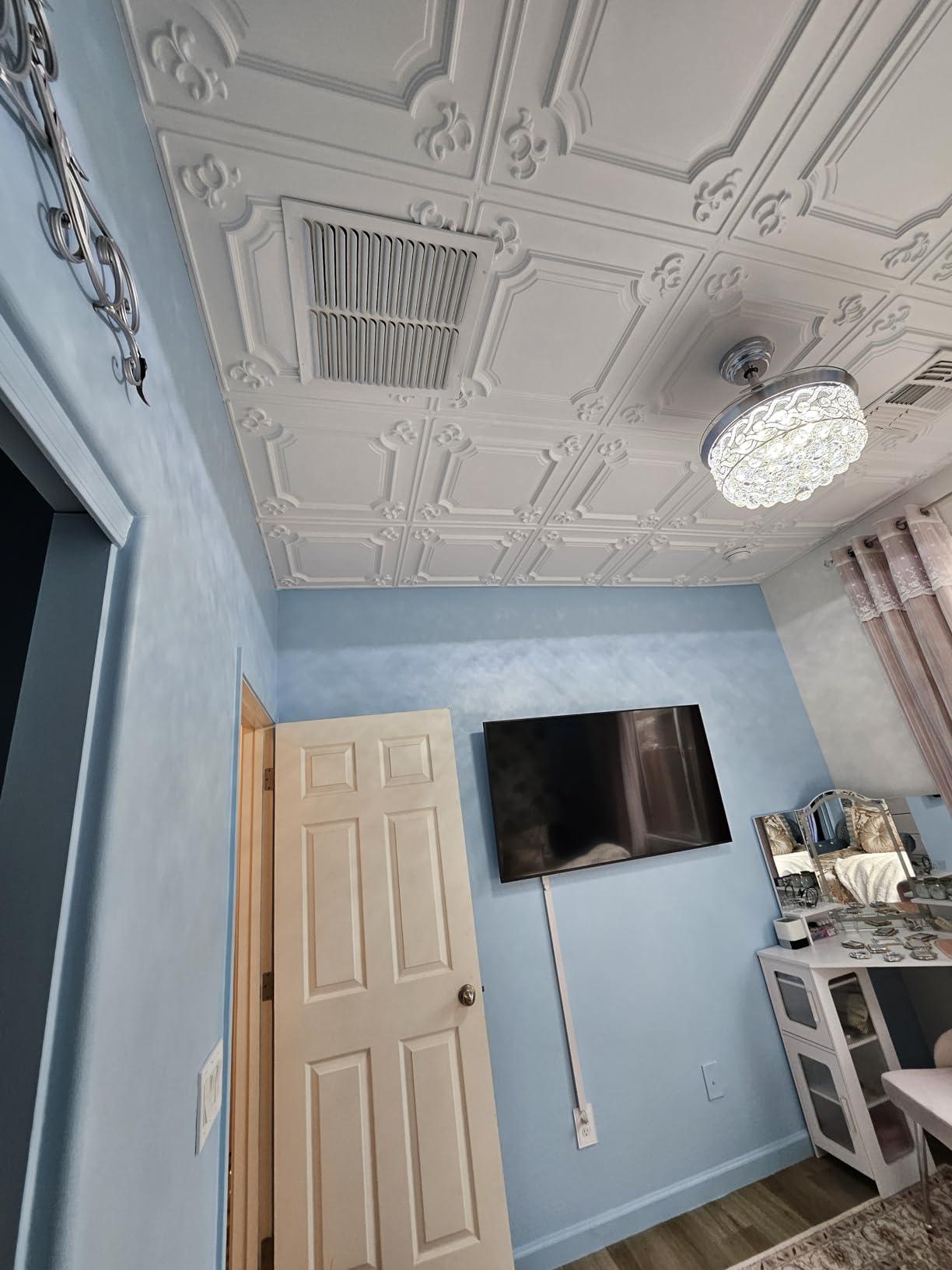 Art3d Decorative Drop Ceiling Tile 2x2 Pack of 12pcs, Glue up Ceiling ...