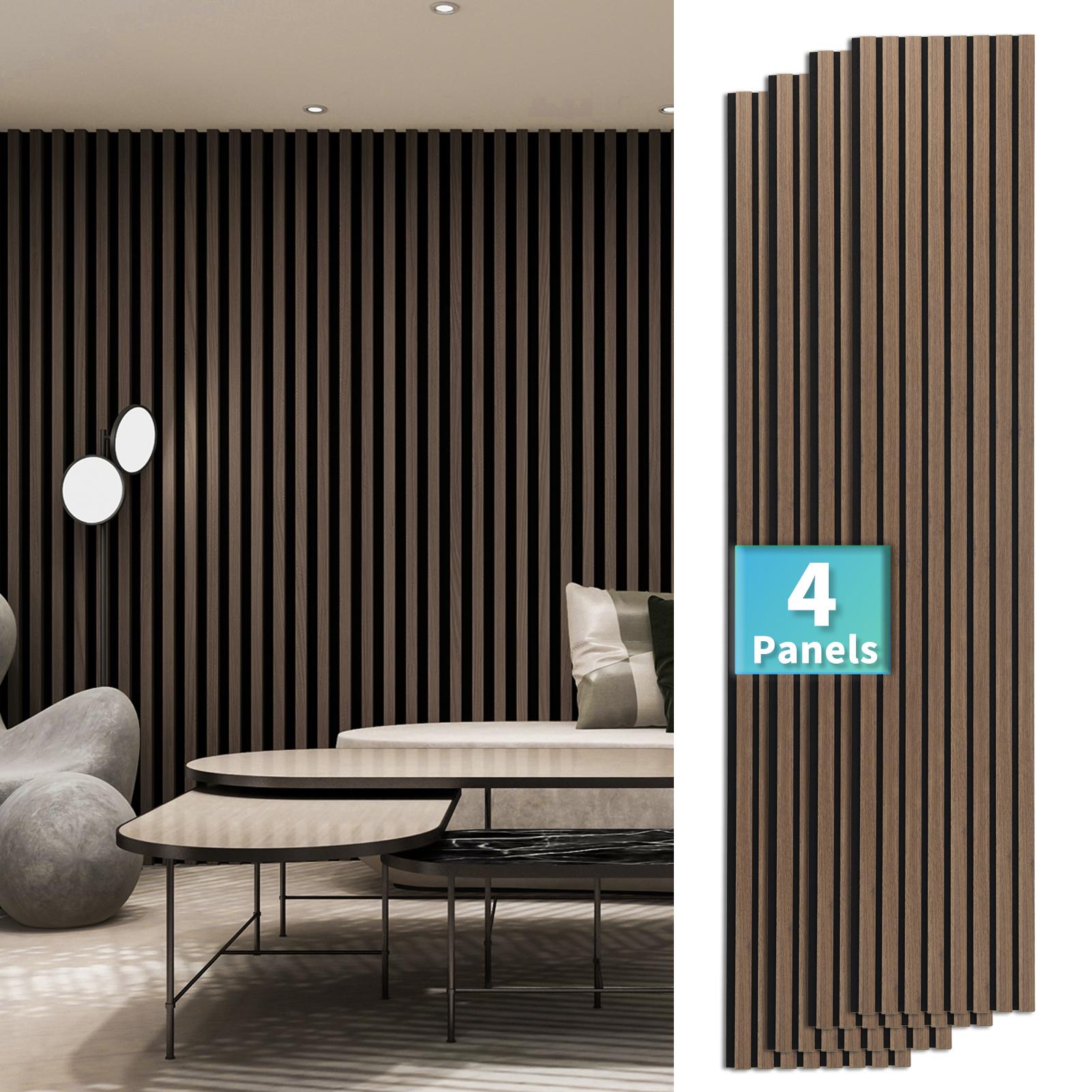 A31733DW04-Pack 12" x 93" Soundproof Wood Slat Panels, 31 sq.ft ...