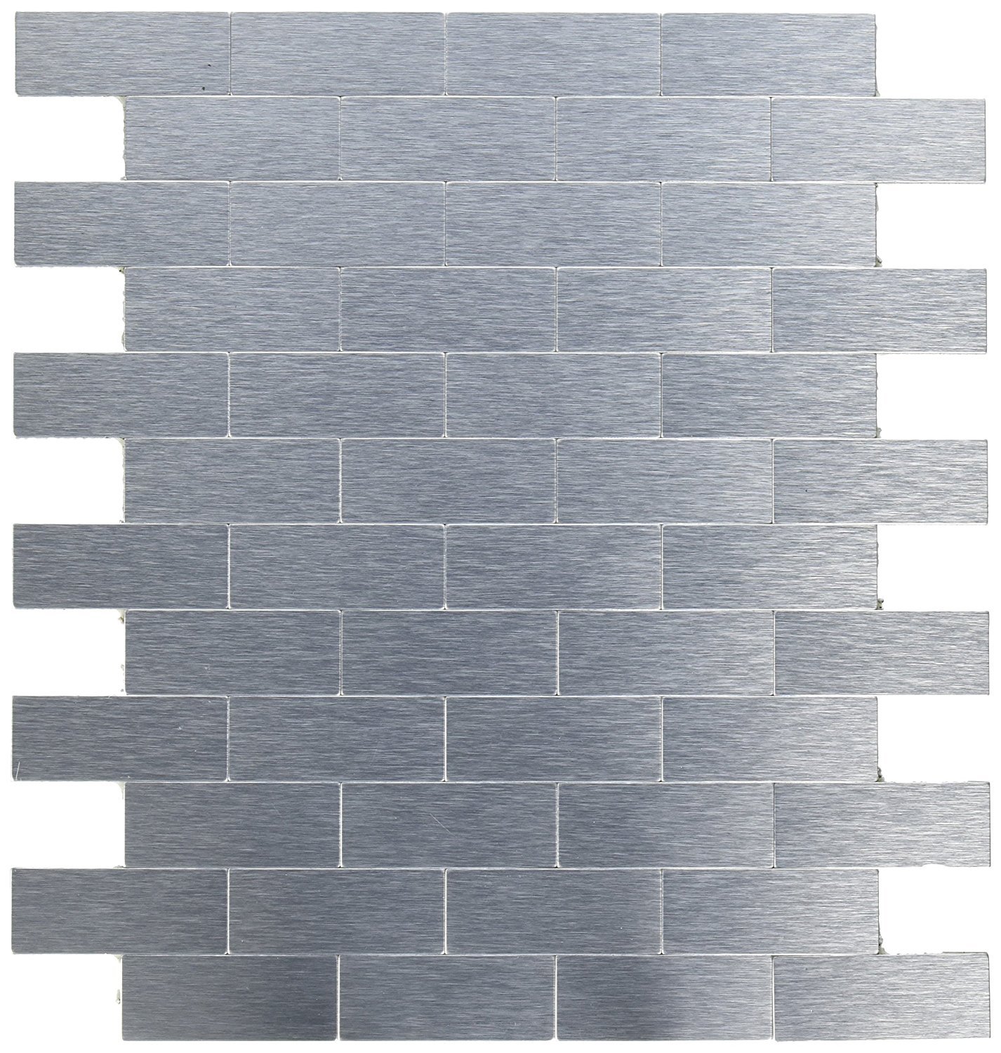 Peel and Stick Bathroom/Kitchen Backsplash Tile, Silver Brick (5 Tiles)