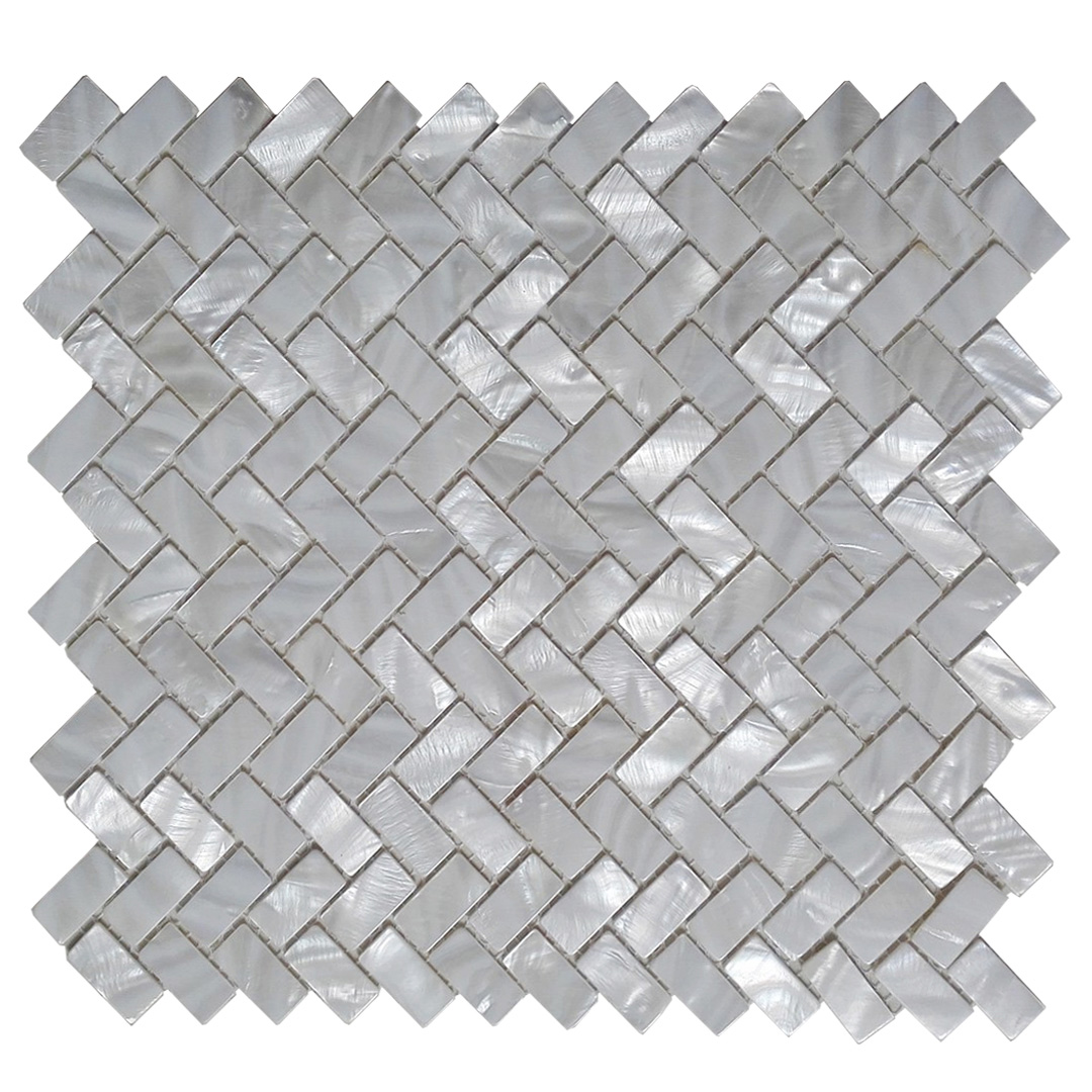 White Mother of Pearl MOP Shell Tile for Shower Wall, 12" x 12"