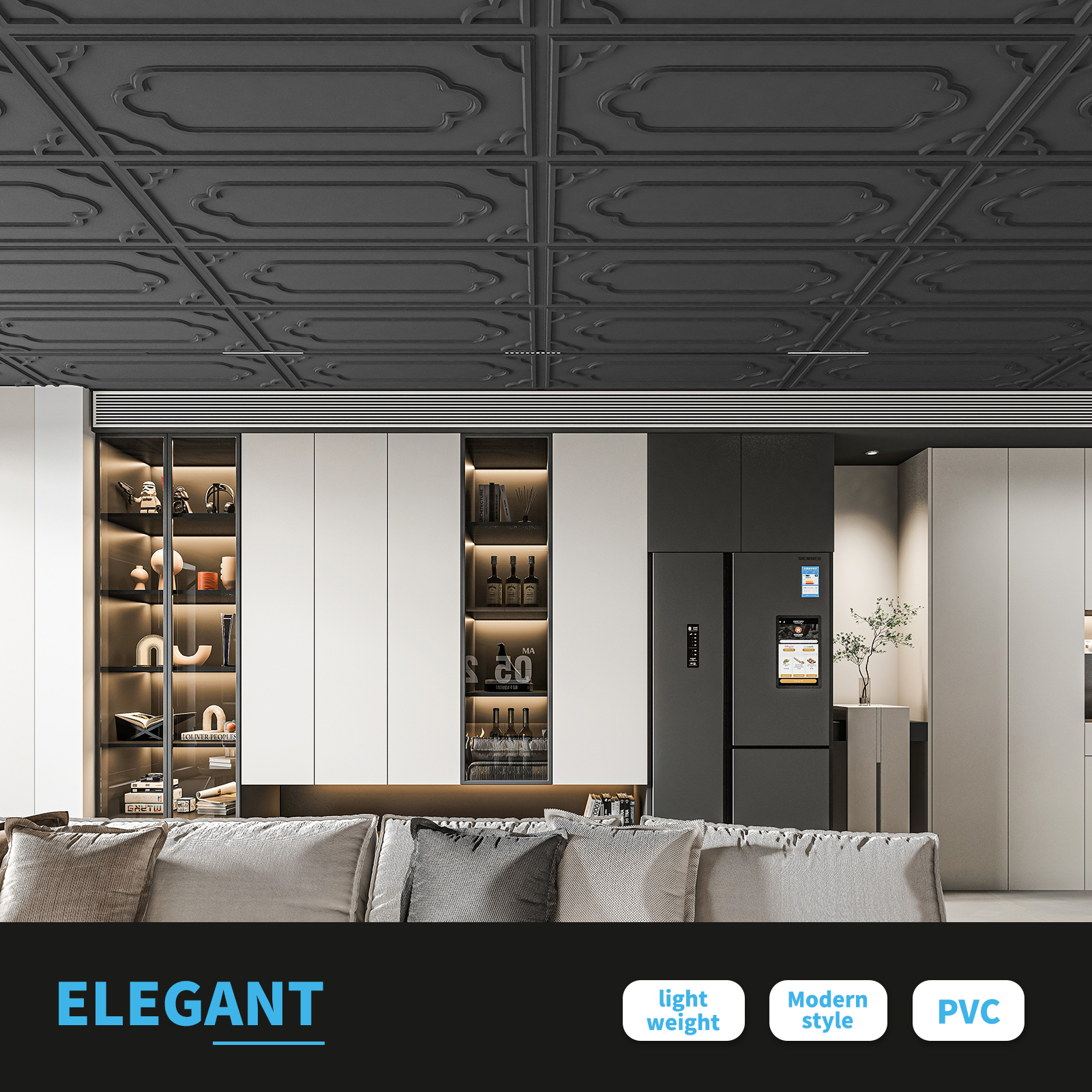 Art3d 12-Pack Drop Ceiling Tiles 2x4 Ft, Decorative PVC Ceiling ...