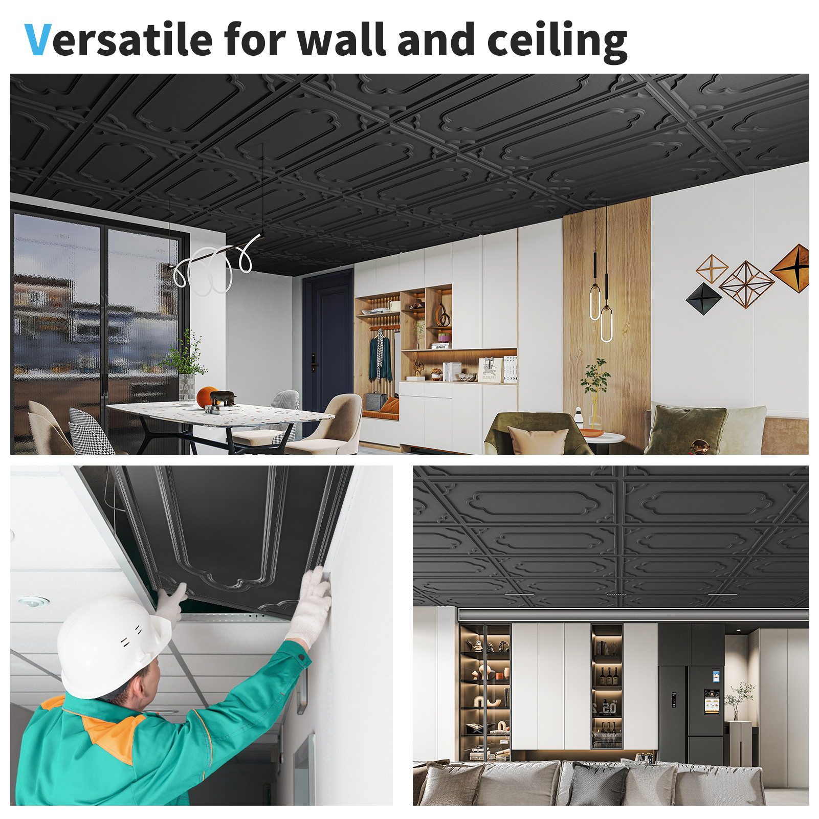 Art3d 12-Pack Drop Ceiling Tiles 2x4 Ft, Decorative PVC Ceiling ...