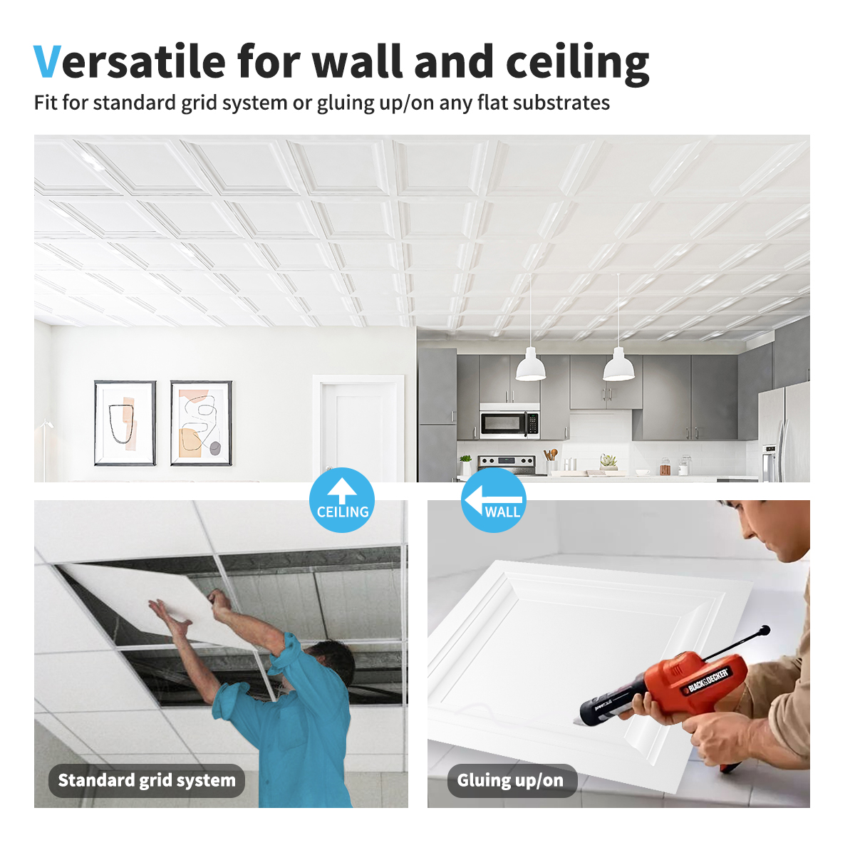 A10915-Art3d 12-Pack Square Drop Ceiling Tile 2ft x 2ft, PVC Ceiling ...