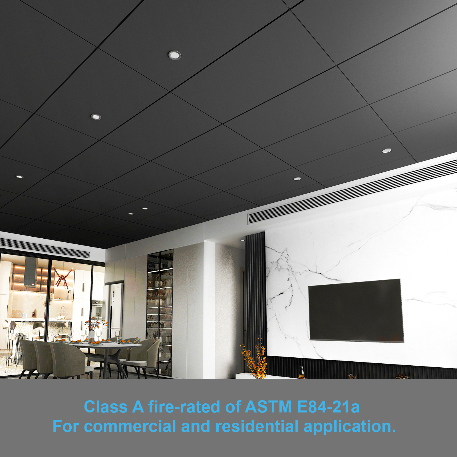 A10921BK-10-Pack Smooth Drop Ceiling Tile 2ft x 4ft in Black, PVC ...