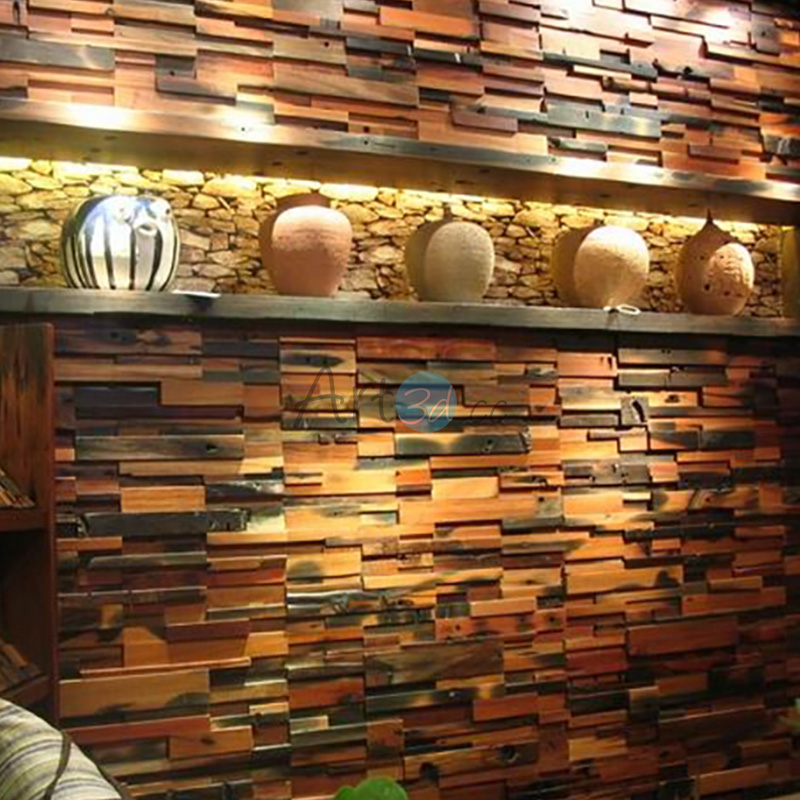 Reclaimed Wood Wall Tile Ancient Boat Wood Panels, Set of 11